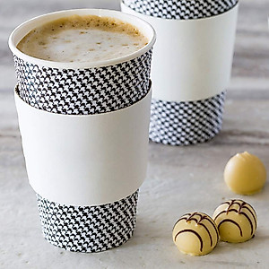 Restaurantware SLEEVES ONLY: Restpresso 5.1 x 2.8 Inch Coffee Cup Sleeves 50 Corrugated Hot Cup Sleeves - Disposable Heat-Tolerant White Paper Disposable Coffee Sleeves Secure Grip