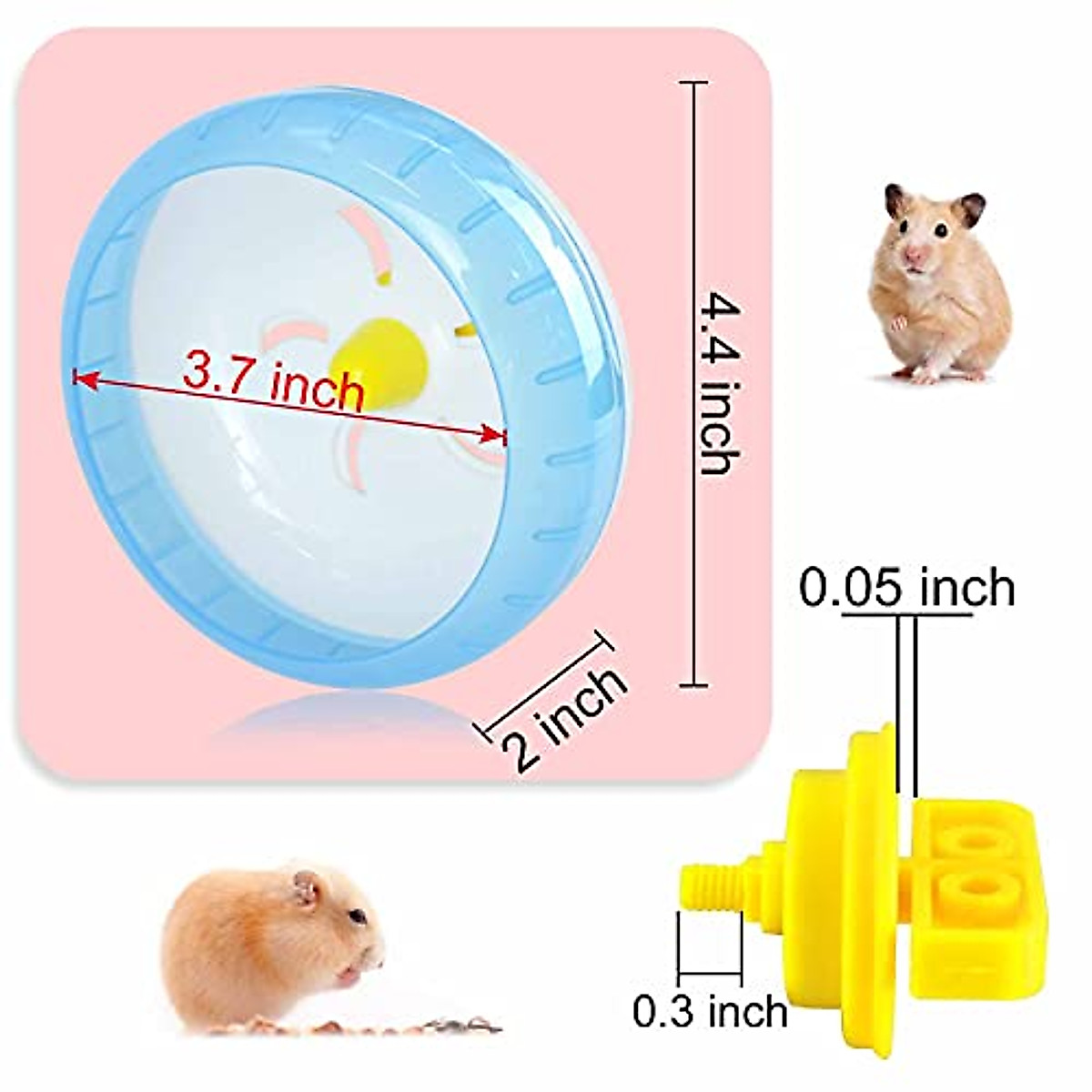 WishLotus Hamster Running Wheel, Silent Jogging Exercise Toy Hamster Cage Accessory for Drawf Hamster Golden Silk Shih Tzu Bear (Blue)