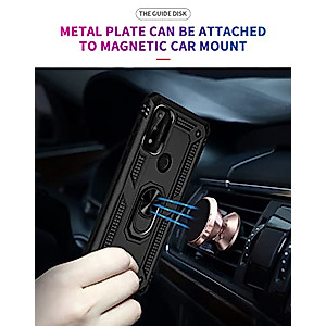 for Moto G Pure Case, Moto G Power 2022 case with Screen Protector [Military Grade 16ft. Drop Tested] Magnetic Ring Holder Kickstand Protective Phone Case for Motorola Moto G Pure 2021, Black