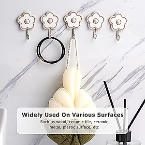 Ristpal [5 Pack] Cute Floret Utility Hooks Heavy Duty Up to 5 Pounds, Waterproof and Oil Proof. Hanging Key. Stick On Wall Kitchen Bathroom Ceiling Or Office Windows Hangers-Green