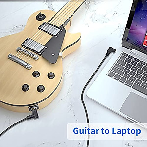 Duttek 90 Degree 1/8 to 1/4 Mono Cable, 1/4 to 3.5mm Cable, Right Angle 6.35mm 1/4 Male Mono to 3.5mm 1/8 Mono Male Speaker Cable for Amplifier, Speaker, Guitar with Gold Plated Plug (6Ft/1.8M)