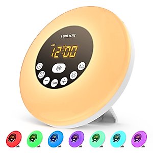 Funlicht Upgraded White Noise Machine with Night Light,4 in 1 Sound Machine Alarm Clock with Wake up Light,10 Soothing Sounds for Sleeping,Noise Maker for Baby Kids Adults,Bedroom,Office,Travel