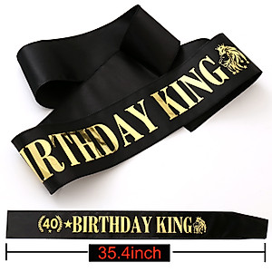 40th Birthday Crown and Sash, Party Decoration for Men (Gold)