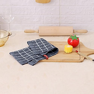 Fintale Kitchen Dish Cloths 6 Pack,12 x 12 Inches,100% Cotton Waffle Weave Soft and Super Absorbent Dish Towels, Quick Drying Dish Rags for Washing Dishes, Lattice Designed, Grey