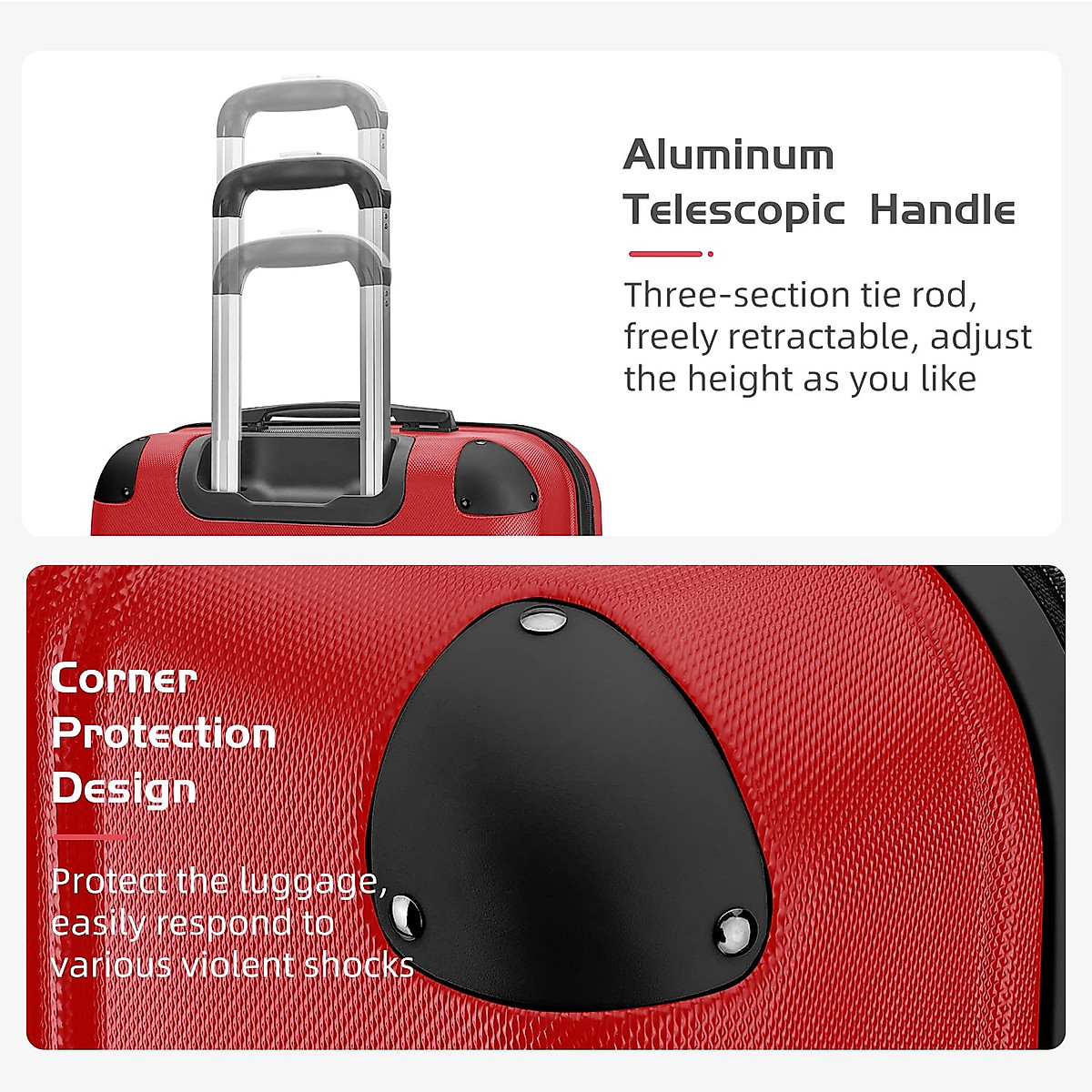 Joyway Luggag 7-Piece Travel Sets,28 inch Suitcase with Spinner Wheels,Hard Case Large Luggage with TSA Locks(28Inch No Bag Red)