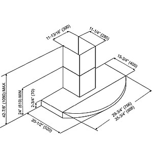 KOBE RA3836SQB-WM-5 Deluxe 36" Wall Mount Range Hood, 3-Speed, 700 CFM, LED Lights, Baffle Filters, Stainless steel