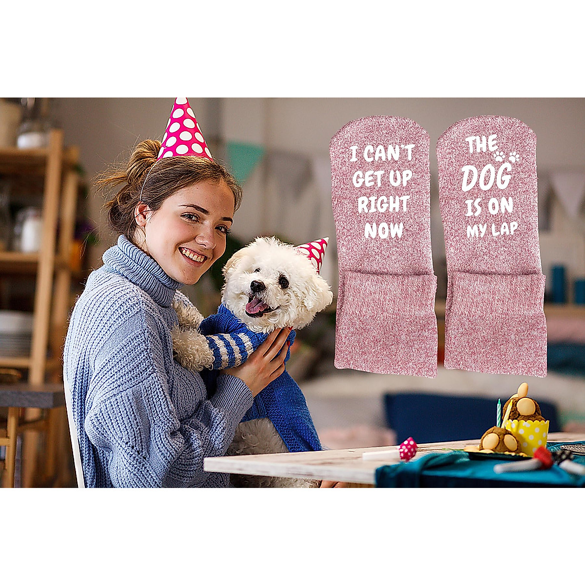 Gift for Dog Lover Women, Glass Cup and Sock for Dog Mom, Dog Mom Socks, Dog Lover Gift, Can Shaped Glass Cups, 20oz Drinking Glasses with Bamboo Lid and Glass Straw, Reusable Cup for Dog Lovers