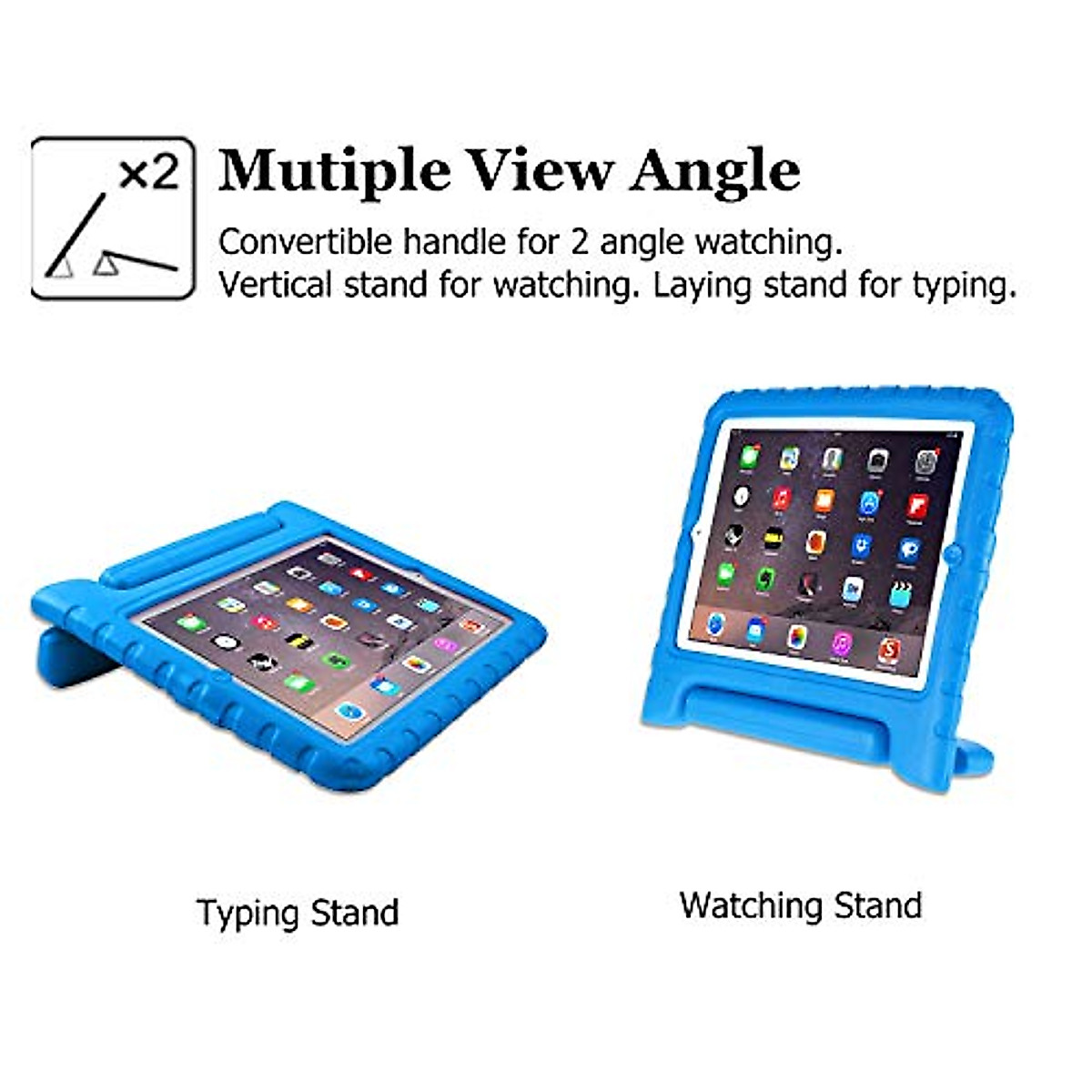 AVAWO Kids Case for Apple iPad 2 3 4 - Light Weight Shock Proof Convertible Handle Stand Kids Friendly for iPad 2, iPad 3rd Generation/ 4th Generation Tablet - Blue