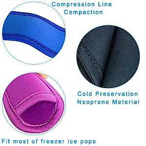 Hzran Ice Pop Sleeves, 8 Pieces Ice Pop Neoprene Insulator Sleeves, Freezer Popsicle Holder Sleeves, Colorful Ice Sleeves Holder Bag, Reusable Washable Ice Popsicle Holders for Kids.