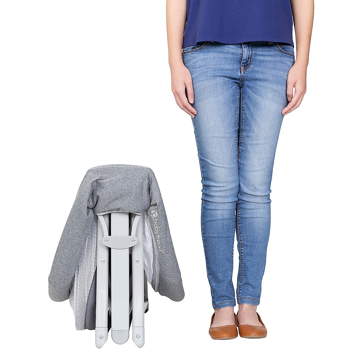 Baby Trend Quick-Fold 2-in-1 Rocking Bassinet, Shadow Stone Gray