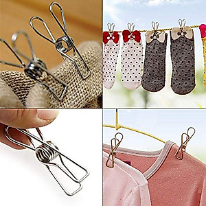85 Pack Clothes Pins, Multi-Purpose Stainless Steel Wire Clip for Clothes, Paper Files, Snacks Seal in Outdoor Clothesline Home Travel Office