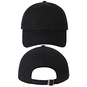 AOMSI Premium Unstructured Soft Cotton Canvas Baseball Cap Casual Dad Hat, Clean Ball Caps Adjustable for Women 2P Black-Olive