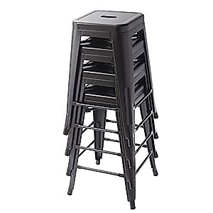 Amazon Basics Metal Bar Stools - 24-Inch, Set of 4, Black