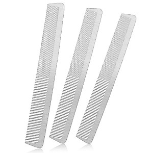 3 Pieces Metal Barber Combs Stainless Steel Hair Comb Fine Cutting Comb Hair Styling Hairdressing Comb Salon Detangler Comb for Women and Men (Fine Cutting Comb)