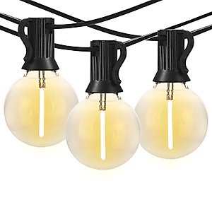Banord 29FT Globe Outdoor String Lights, Shatterproof Patio Lights with 15 Dimmable Plastic Bulbs, Waterproof Hanging Lights String for Porch Backyard Cafe, E12 Socket Base