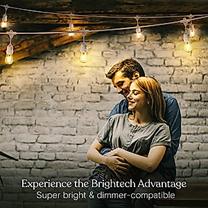 Brightech Ambience Pro - Waterproof LED Outdoor String Lights - Hanging, Dimmable Vintage Edison Bulbs, 48 Ft Commercial Grade Patio Lights Create Cafe Christmas Ambience In Your Backyard, 15 Bulbs 2W