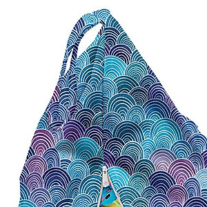 Lunarable Abstract Lounger Chair Bag, Hand Drawn Waves Half Circles in Violet Blue Tones, High Capacity Storage with Handle Container, Lounger Size, Lavender Sky Blue