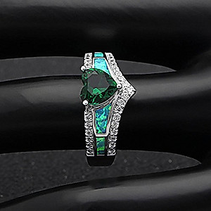 Ginger Lyne Collection Heart Shape Promise Ring for Women Cubic Zirconia CZ Simulated Opal Ring Engagement Ring for Her Gift Idea Fashion Jewelry