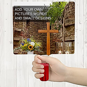 Amyhill 24 Pieces Blank Plastic Hand Fans Photo Fans Waterproof Fans Church Fans for DIY Crafting Painting Hand Held Parlor Fans Paddle Fans for Women Wedding Guests