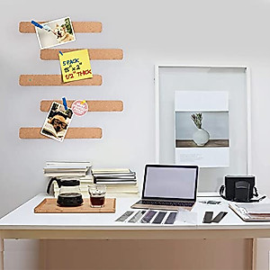 LotFancy Cork Board Strips 15” x 2”, Pack of 5, 1/2 in Thickness, Bulletin Bar Strips Bonus 15 Push Pins, Self-Adhesive Corkboard Strips for Office, Home
