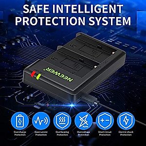 Neewer NP-F750 2-Pack 5600mAh Li-ion Replacement Battery with USB Charger, Compatible with Sony NP-F550 570 750 770 930 950 FM55H FM500H QM71 QM91 QM71D LED Light, Monitor, Motorized Slider