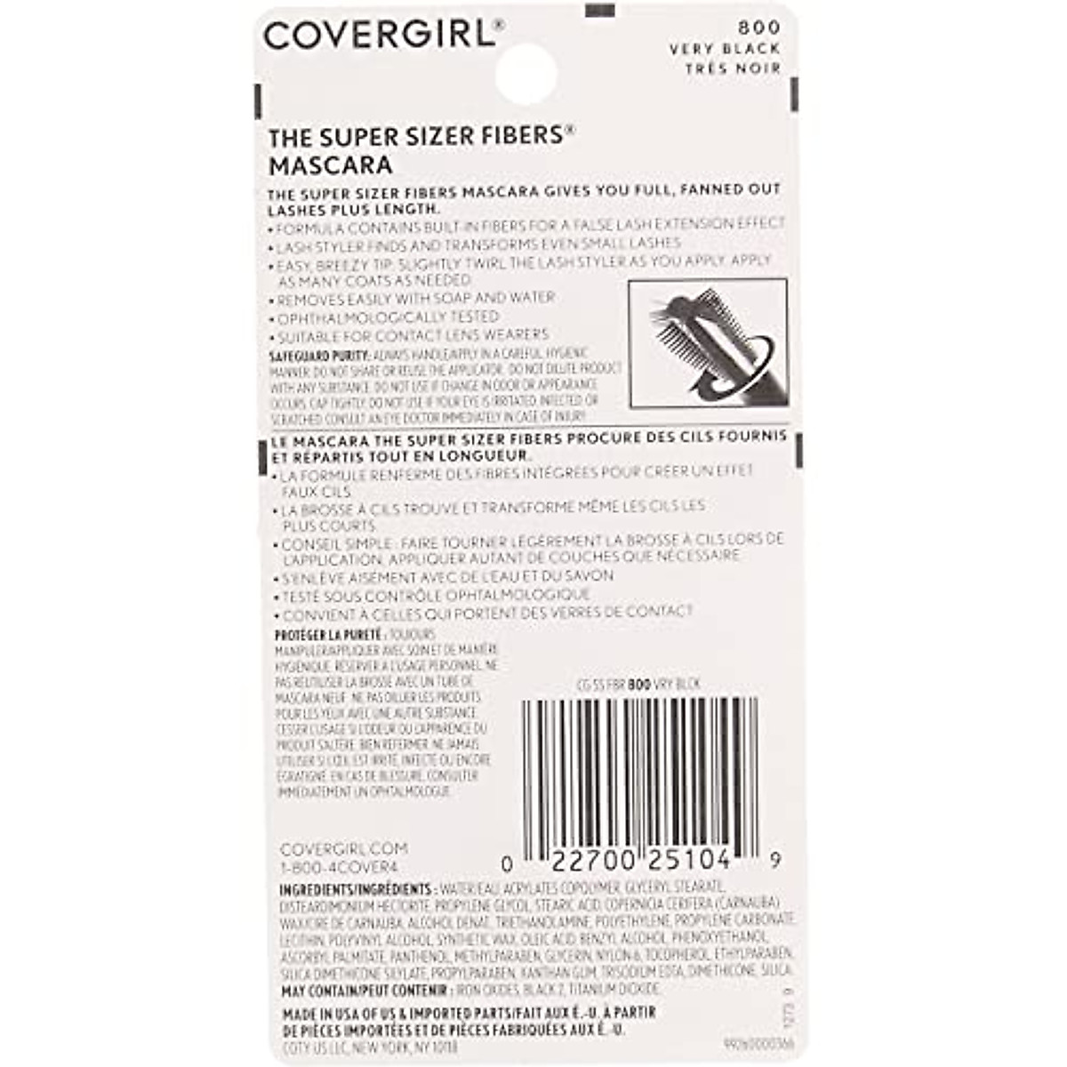 COVERGIRL The Super Sizer Fibers Mascara, Very Black, 1 Count