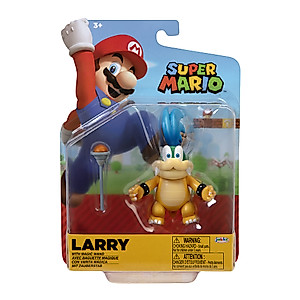 Super Mario Action Figure 4 Inch Larry Koopa Collectible Toy with Wand Accessory