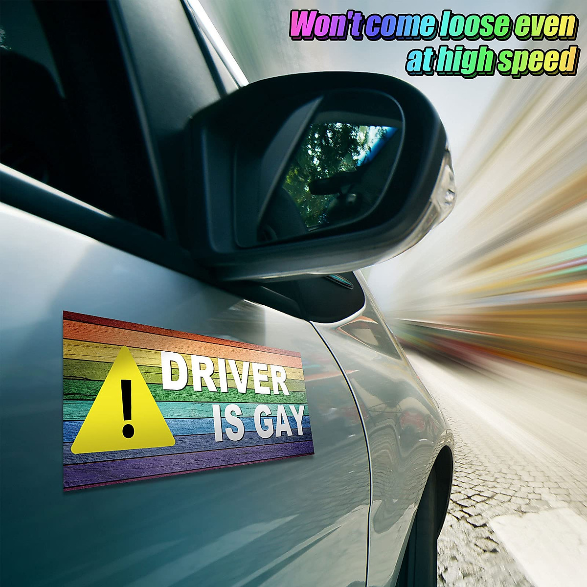 Frienda 10 Pcs Bumper Decals Funny LGBT Stickers Rainbow Bumper Prank Car Stickers Colorful Car Accessories for Truck Vehicle Luggage Window Refrigerator(Magnetic,Classic Style)