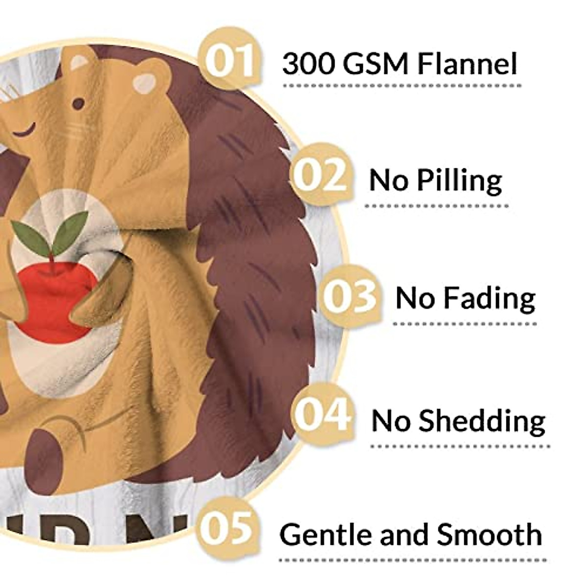 Personalized Hedgehog Blanket Gifts with Name - 50"x60" Cute Throw Blanket for Adults, Kids - Red Soft Plush Blankets for Bed, Couch, Sofa