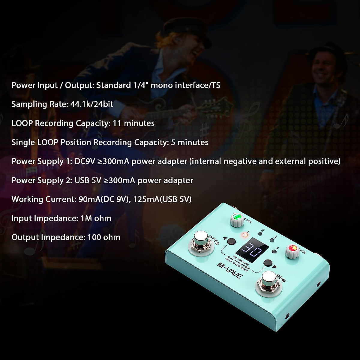 Btuty Effect Pedal Drum & Looper Effector Mini 2-in-1 Looper & Drum Machine Double Footswitch Looper Pedal Looper Guitar Pedal 30 Drums & 4 Loops High Tuner