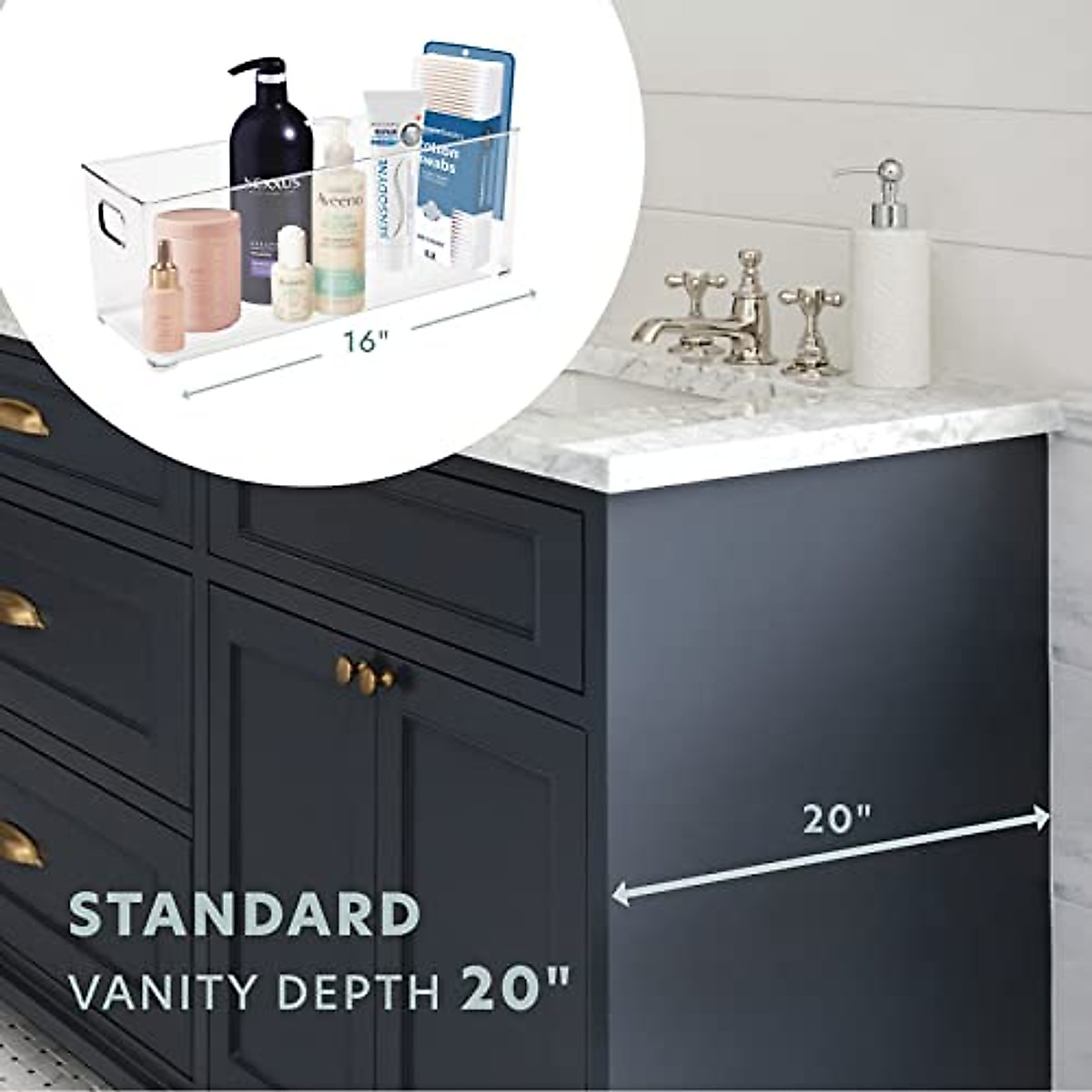 Clear Plastic Storage Bins, Stackable Pantry Organization and Storage Containers Clear Organizing Bins, Cabinet & Pantry Organizer Bins for Organizing Bathroom, Kitchen, Fridge, Freezer Organizer Bins