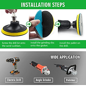 Diamond Polishing Pads 5 Inch with 5/8’’-11 Hook & Loop Backing Pads, 10pcs Wet/Dry Concrete Polish Tools Kit for Drill, Grinder, Polisher, 50-3000 Grit Polishing Set for Marble Granite Quartz Stone