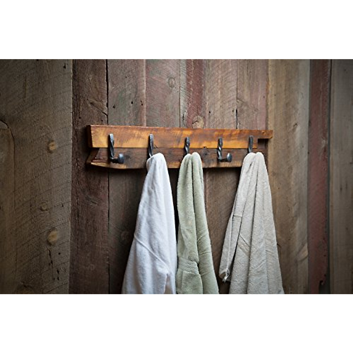 Twisted Reclaimed Railroad Spike 5 Hook Rack
