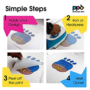 PPD Inkjet Premium Iron-On White and Light Colored T Shirt Transfers Paper LTR 8.5x11” Pack of 20 Sheets (PPD001-20)