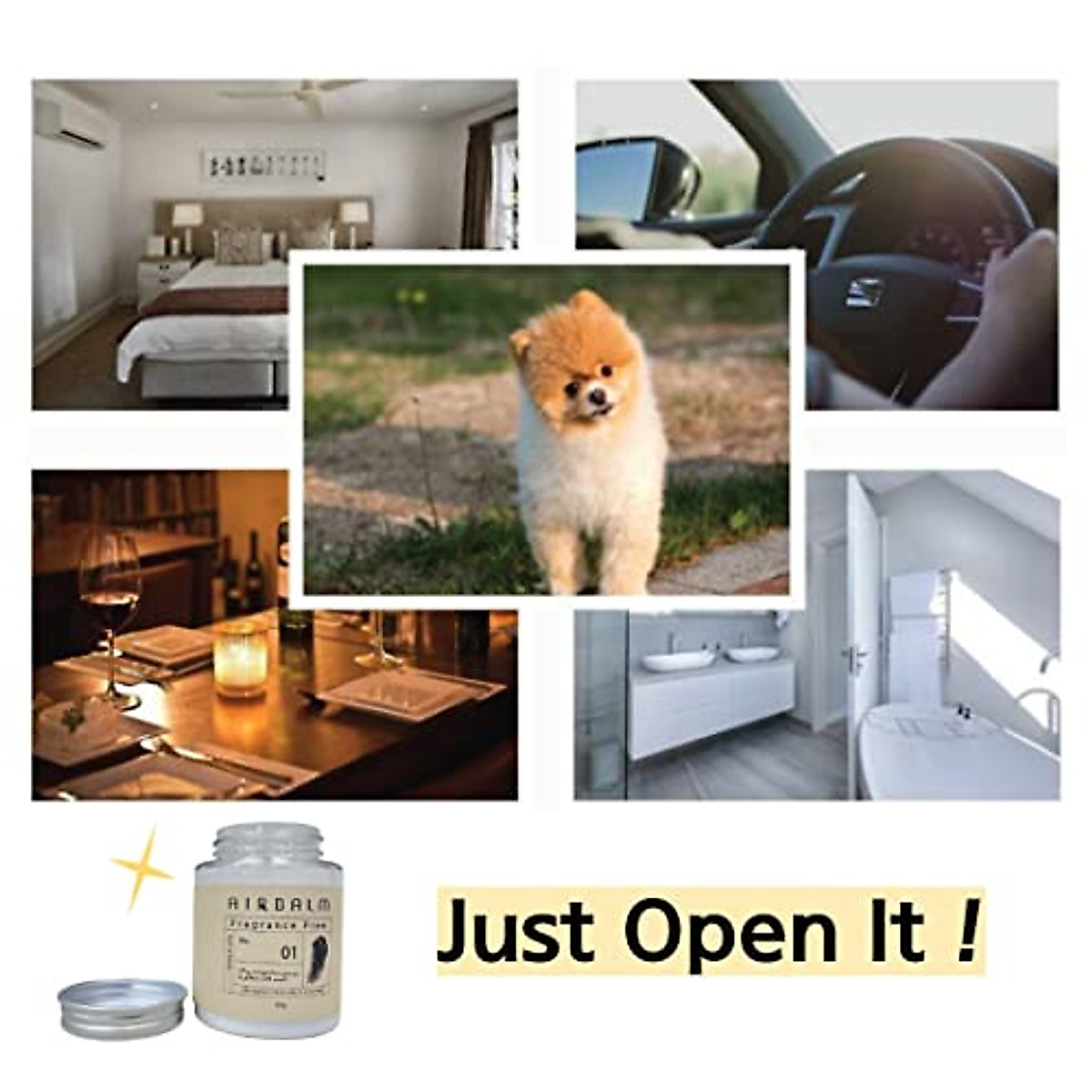 Air Balm Odor Eliminator, Solid Air Fresher, 1 Pack, 5.3 oz. Lasts 90 Days for Room, Kitchen, Bathroom and Wardrobe, BABY POWDERScent (Fragrance Free)