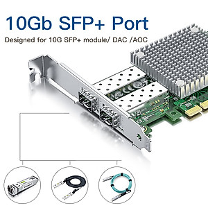 10Gb SFP+ PCI-E Network Card NIC, with Broadcom BCM57810S Chip, Dual SFP+ Port Card, PCI Express X8, Ethernet LAN Adapter Support Windows/Windows Server/Linux/VMware Esxi
