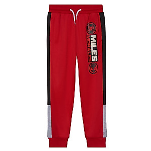 Marvel Spider-Man Boys 3-Piece Fleece Pants Sets, Spiderman Zip-Up Hoodies, T-Shirts, and Pants Sets for Boys (Miles Morales Red, 5/6)