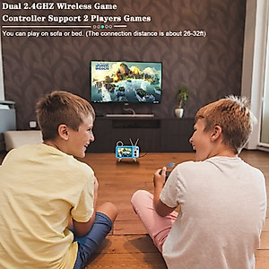 EASEGMER Retro Handheld Emulator Game Console with 5000 Classic Video Games, 4.0Inch Screen, Supports TV Connection and Two Players, Blue