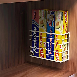DecoBros Wall Door Mount Kitchen Wrap Organizer Rack, White