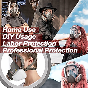 Respirator Mask Full Face Reusable Gas Mask Large Screen Organic Vapor Mask and Anti-fog for Painting, mechanical polishing, logging, welding, Against Dust, Polishing,Staining,Sanding &Cutting 4006