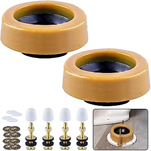 boeemi Extra Thick Wax Ring Toilet,with Flange and Bolts for Reinstallation of the Toilet, Fits 3-inch or 4-inch Waste Lines(2 PCS)