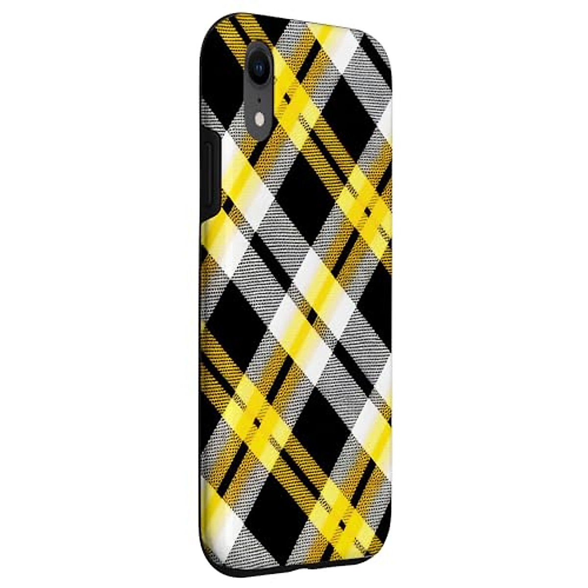 iPhone XR Yellow Black Tartan Plaid Pattern 80s Design Case