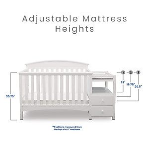 Delta Children Abby Convertible Crib and Changer, Bianca White