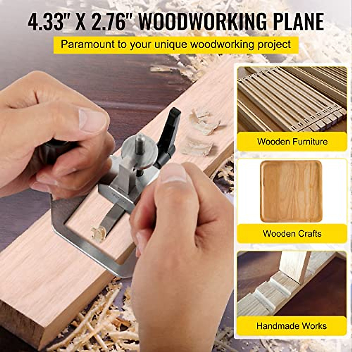 VEVOR Router Plane,Handheld Woodworking Tool, Adjustable Blade Hand Planer, Upgrade Trapezoidal Thread Wood Shaver w/Depth Stop, High Configuration Handheld Woodworking Tool for DIY Industry