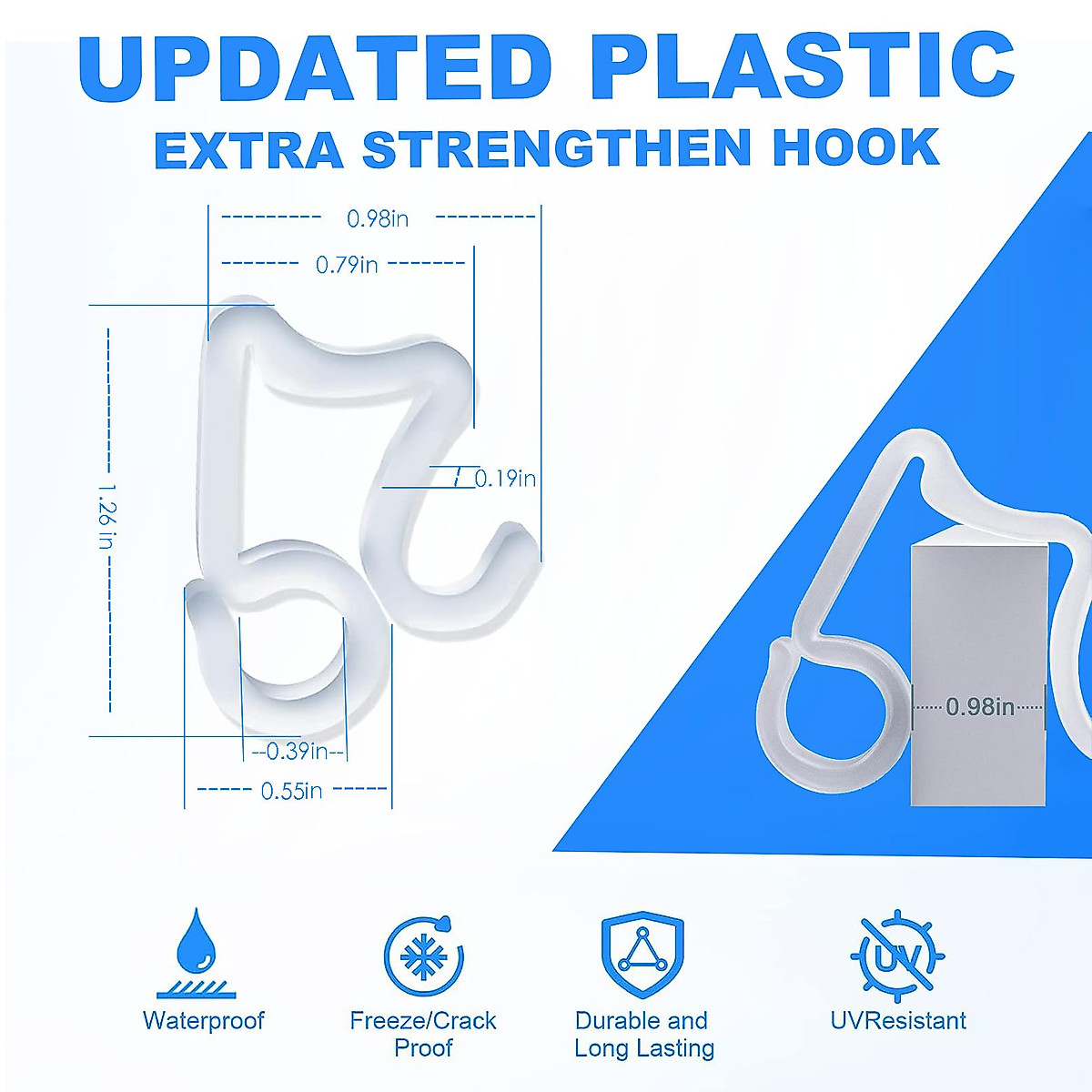 QuairBrez Holiday Light Clips Christmas Light Clips Light Hanger Hooks for Gutters, Strengthen Light Hooks for Holiday Party Light Strings Outdoor Hang Gutter Hooks for Halloween Xmas Decoration