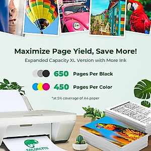 COLORETTO Remanufactured Printer Ink Cartridge Replacement for HP 67XL 67 XL to use with DeskJet 2755 2752 Envy 6052 6055 DeskJet Plus 4140 4155 4158 High Yield (1 Black , 1 Color) Combo Pack