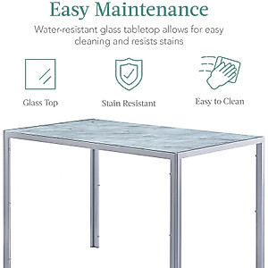 Paonne 5-Pieces Marble Effect Dining Room Set for 4, Contemporary Kitchen Table and Upholstered Chairs Set for Kitchen/Dinette/Restaurant/Apartment and Small Space