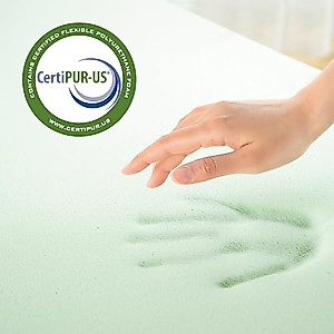 ZINUS 4 Inch Green Tea Memory Foam Mattress Topper, Smaller, More Convenient WonderBox Packaging, Pressure-Relieving Layers, CertiPUR-US Certified, Twin