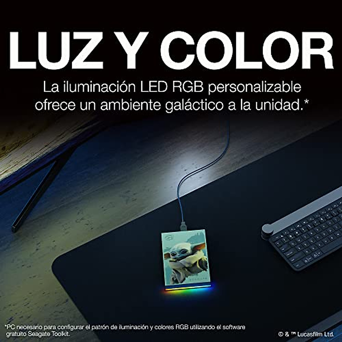 Seagate Grogu Drive Special Edition FireCuda External Hard Drive 2TB Officially-Licensed - 2.5 Inch USB 3.2 Gen 1 forced inspired Blue LED lighting with Rescue Services (STKL2000404)