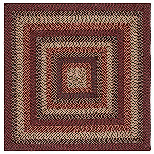 SAFAVIEH Braided Collection 6' Square Brown/Rust BRD651Z Flatweave Reversible Cotton Living Room Dining Bedroom Area Rug